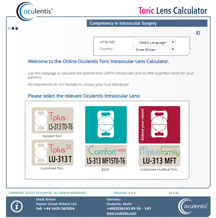 online Calculator from Oculentis | IOLS Directory