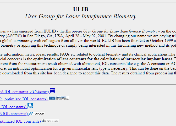online Calculator ULIB Site: Update on IOL CONSTANTS (Optical) | IOLS ...